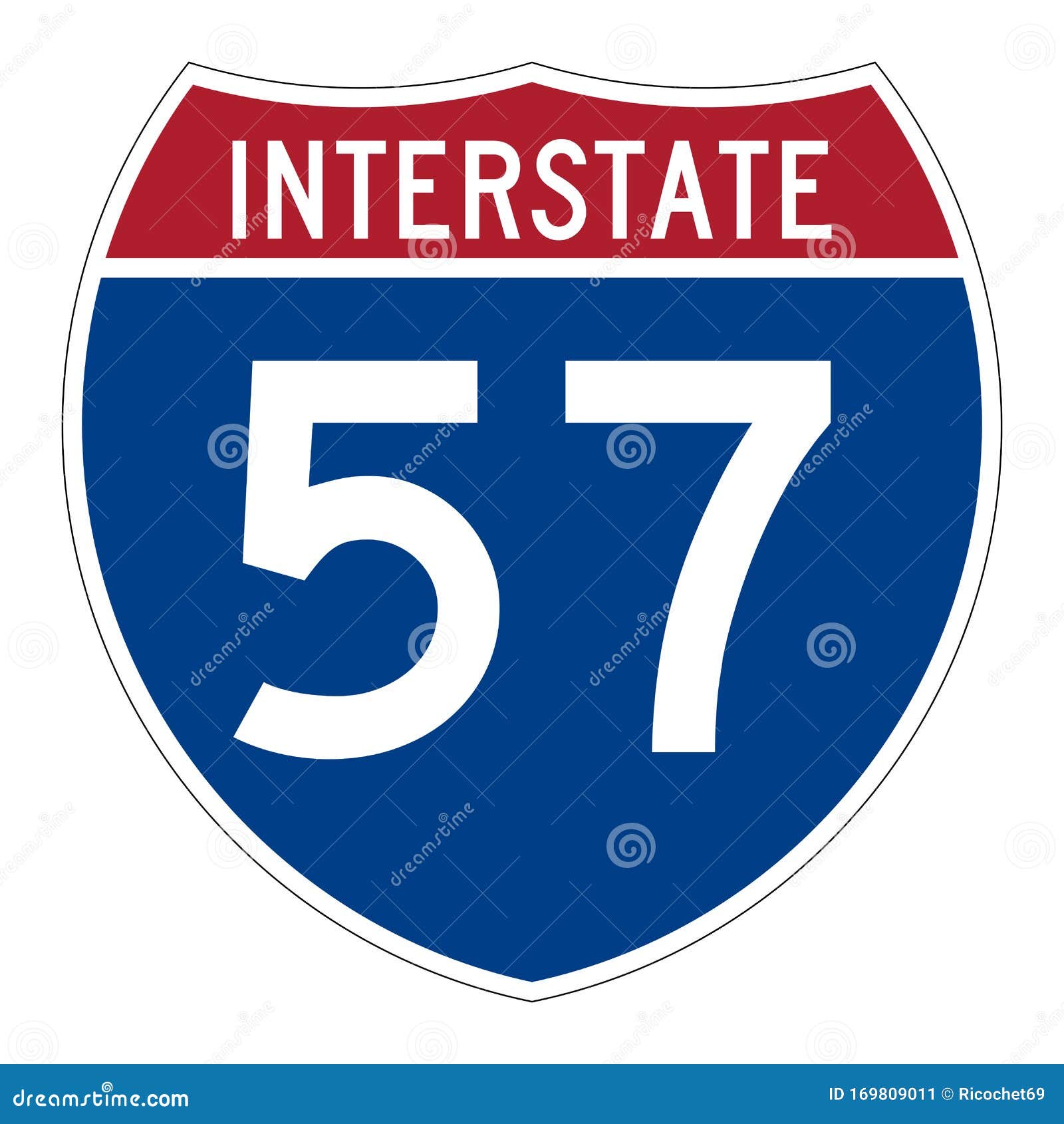 Interstate Highway 57 Road Sign Stock Illustration - Illustration of ...
