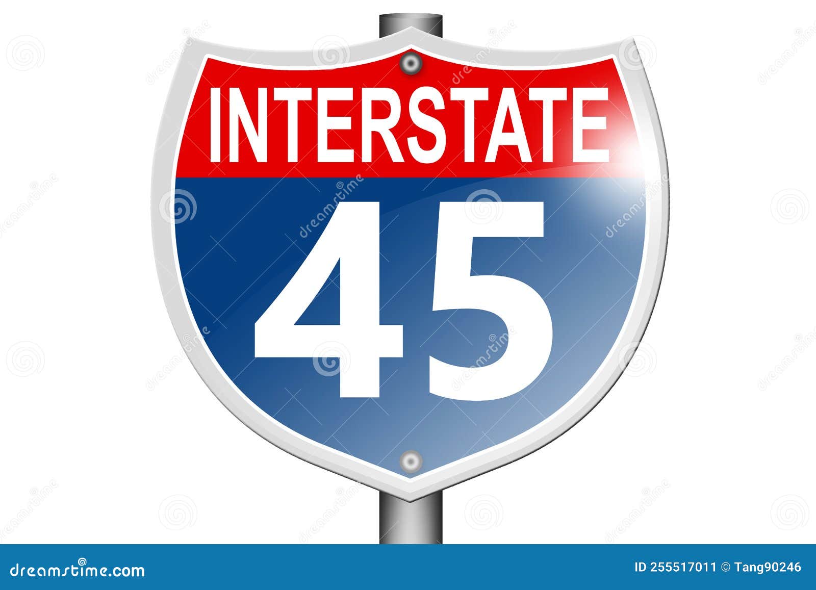 Interstate Highway 45 Road Sign Isolated on White Background Stock ...