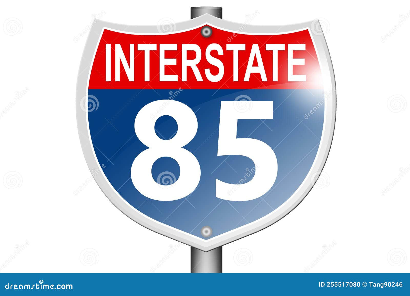 Interstate Highway 85 Road Sign Isolated on White Background Stock ...