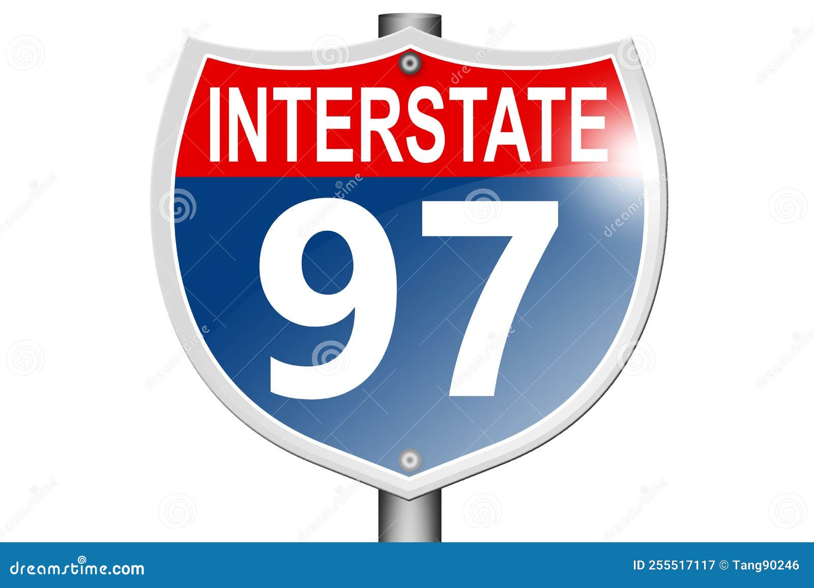 Interstate Highway 97 Road Sign Isolated on White Background Stock ...