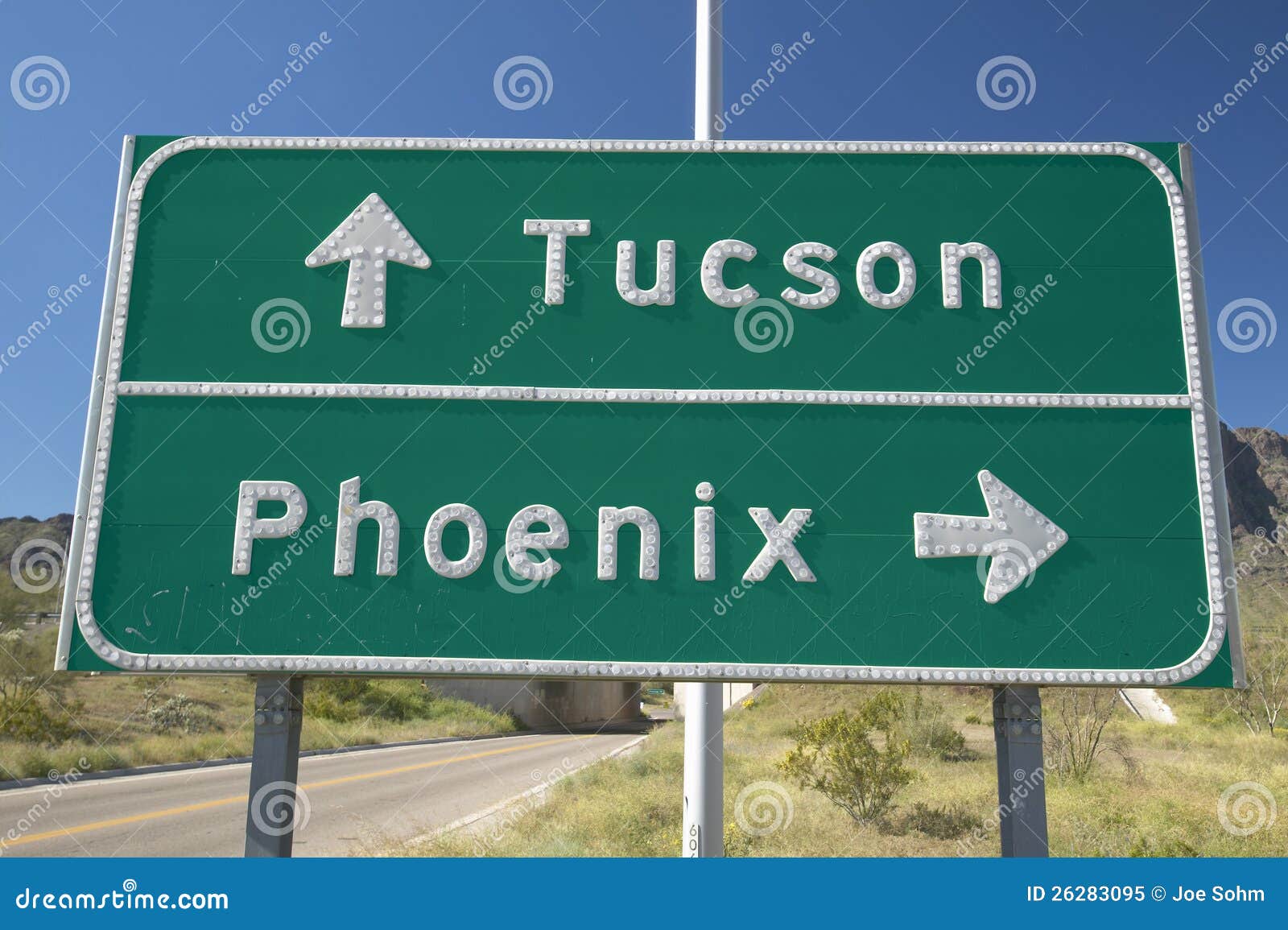 A Interstate Highway Sign in Arizona Stock Image - Image of names ...