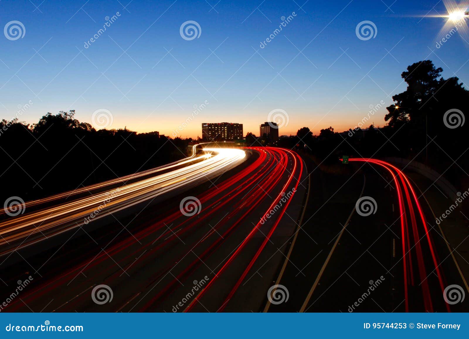 Interstate Highway at Sunset Stock Image - Image of light ...