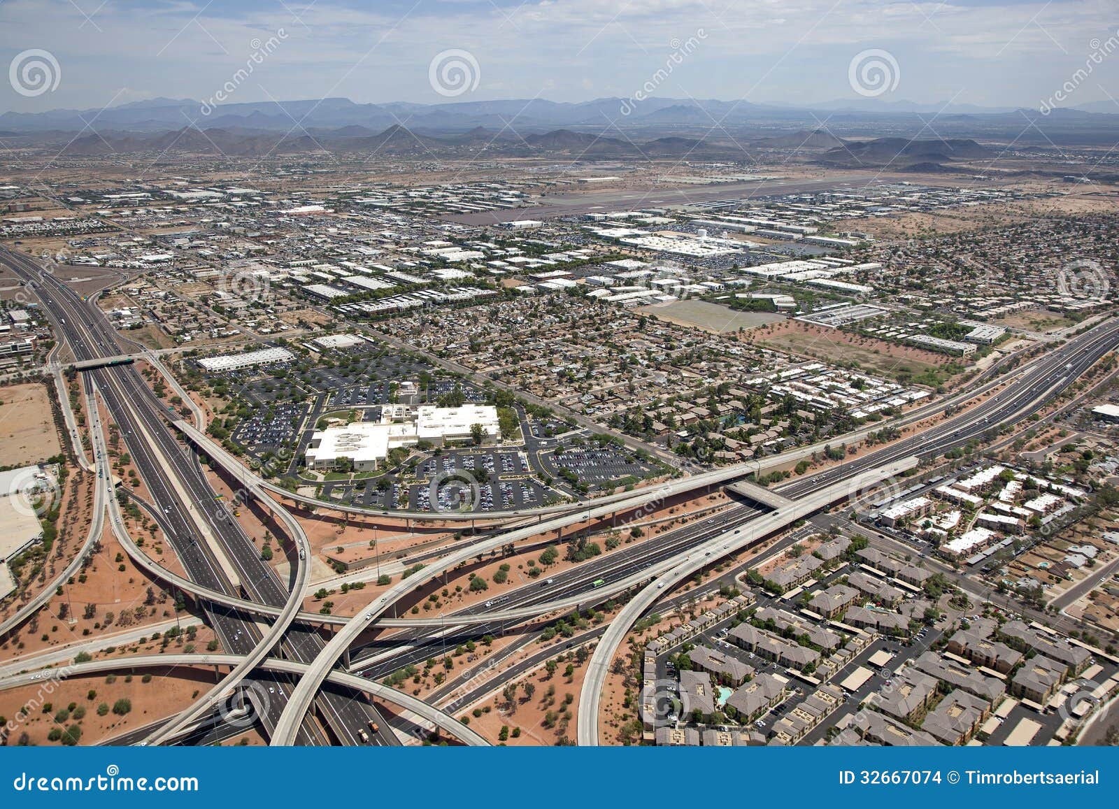 Interstate 17 & Loop 101 Interchange Stock Photo - Image of airplanes ...