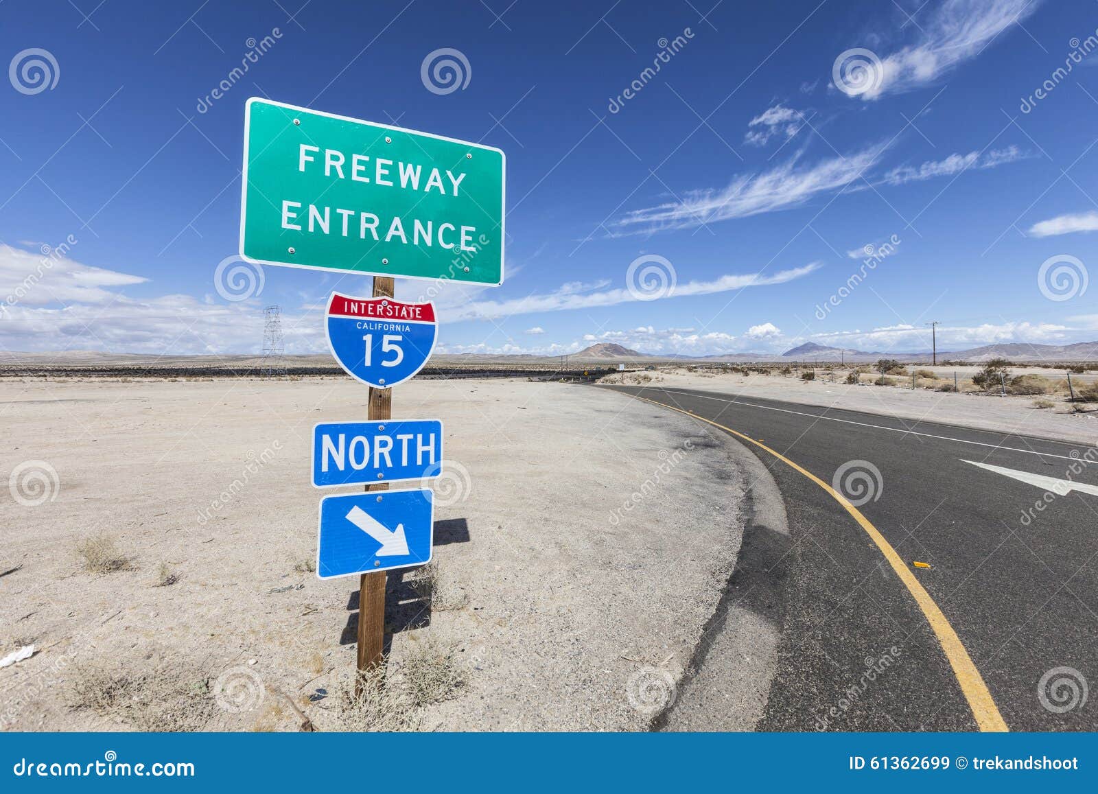 Interstate 15 on Ramp Sign in the Mojave Desert Stock Image - Image of ...