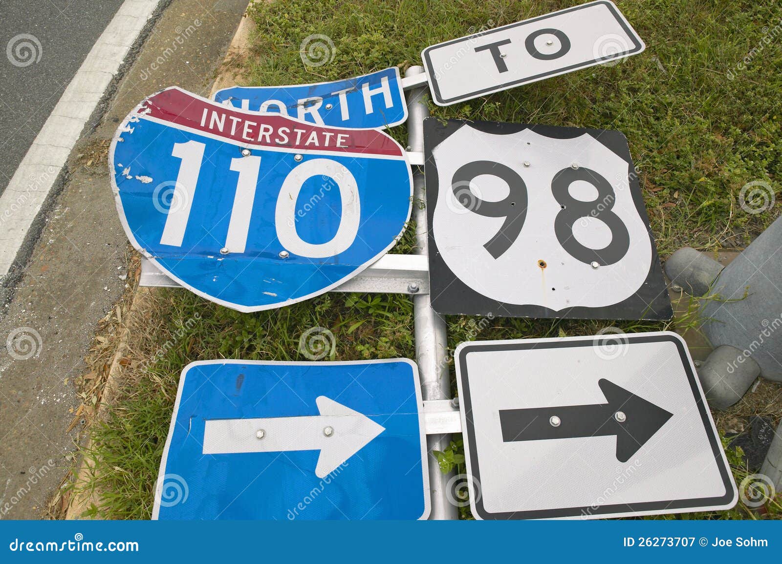 Interstate Road Signs Blown Down from Hurricane Editorial Photography ...