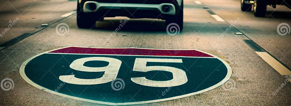 Interstate 95 Shield Painted on the Asphalt in Miami Stock Image ...