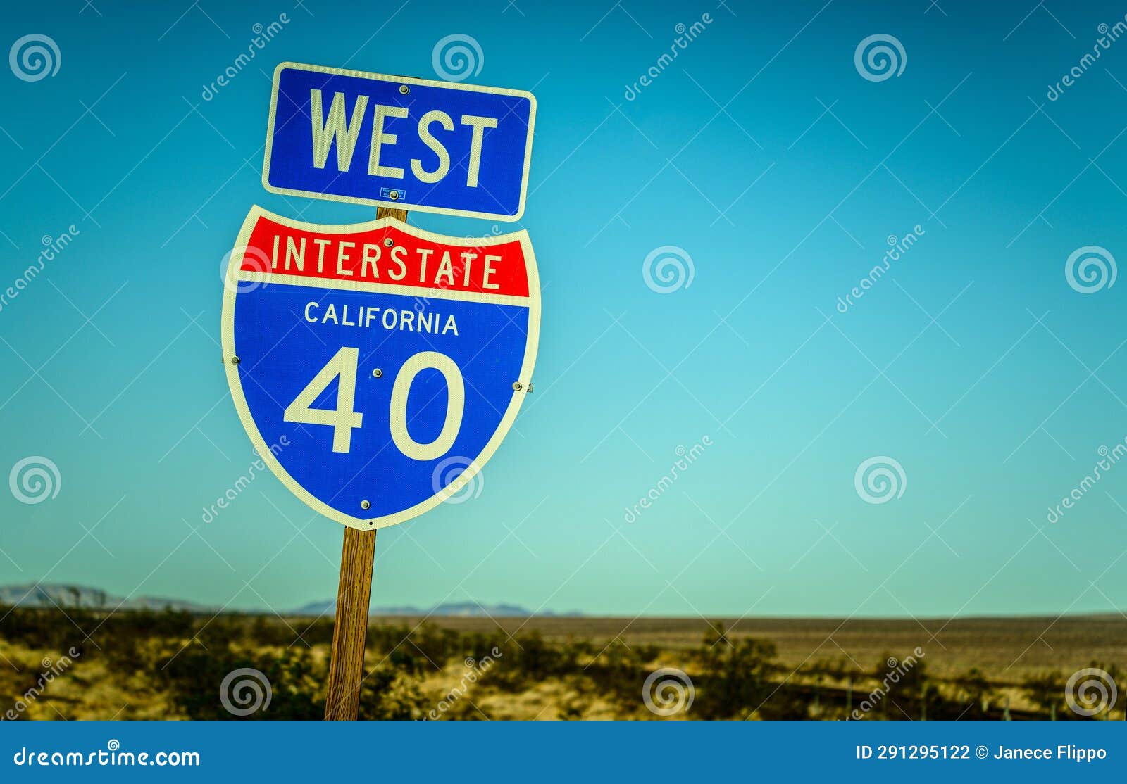 Interstate 40 Sign Along the Highway in the California Desert Stock ...