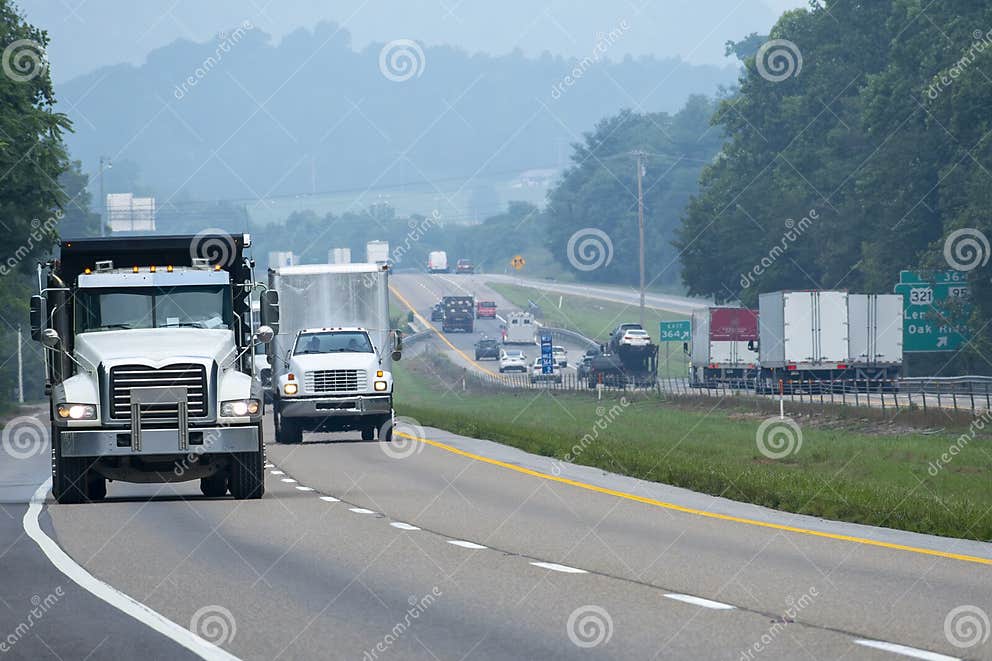 Interstate Traffic with Copy Space Top and Bottom Stock Image - Image ...