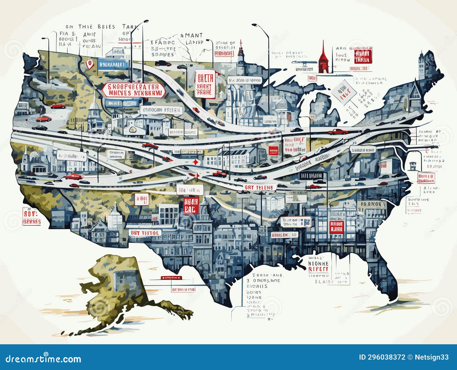 Interstate and US Route Signs in Hand-drawn Style Stock Vector ...