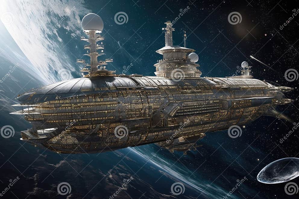 Interstellar Ark Ship for Long-distance Space Travel Stock Image ...