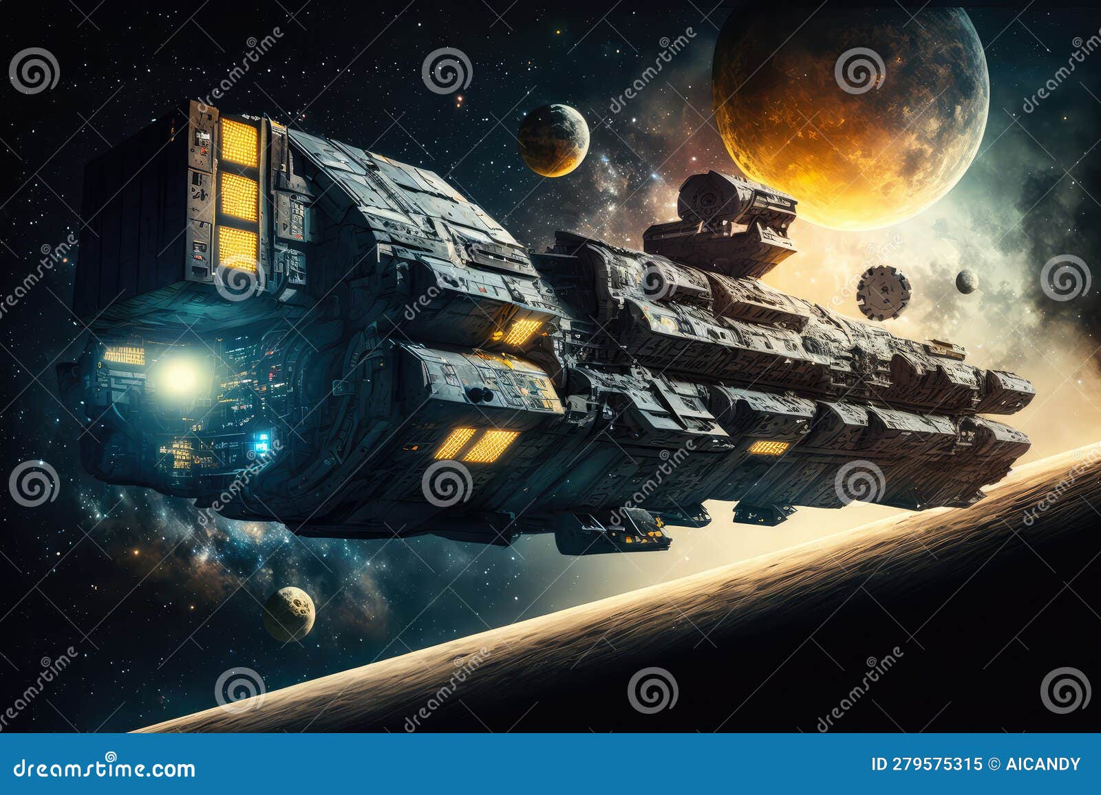 Interstellar Cargo Transport in a Distant Galaxy Stock Illustration ...