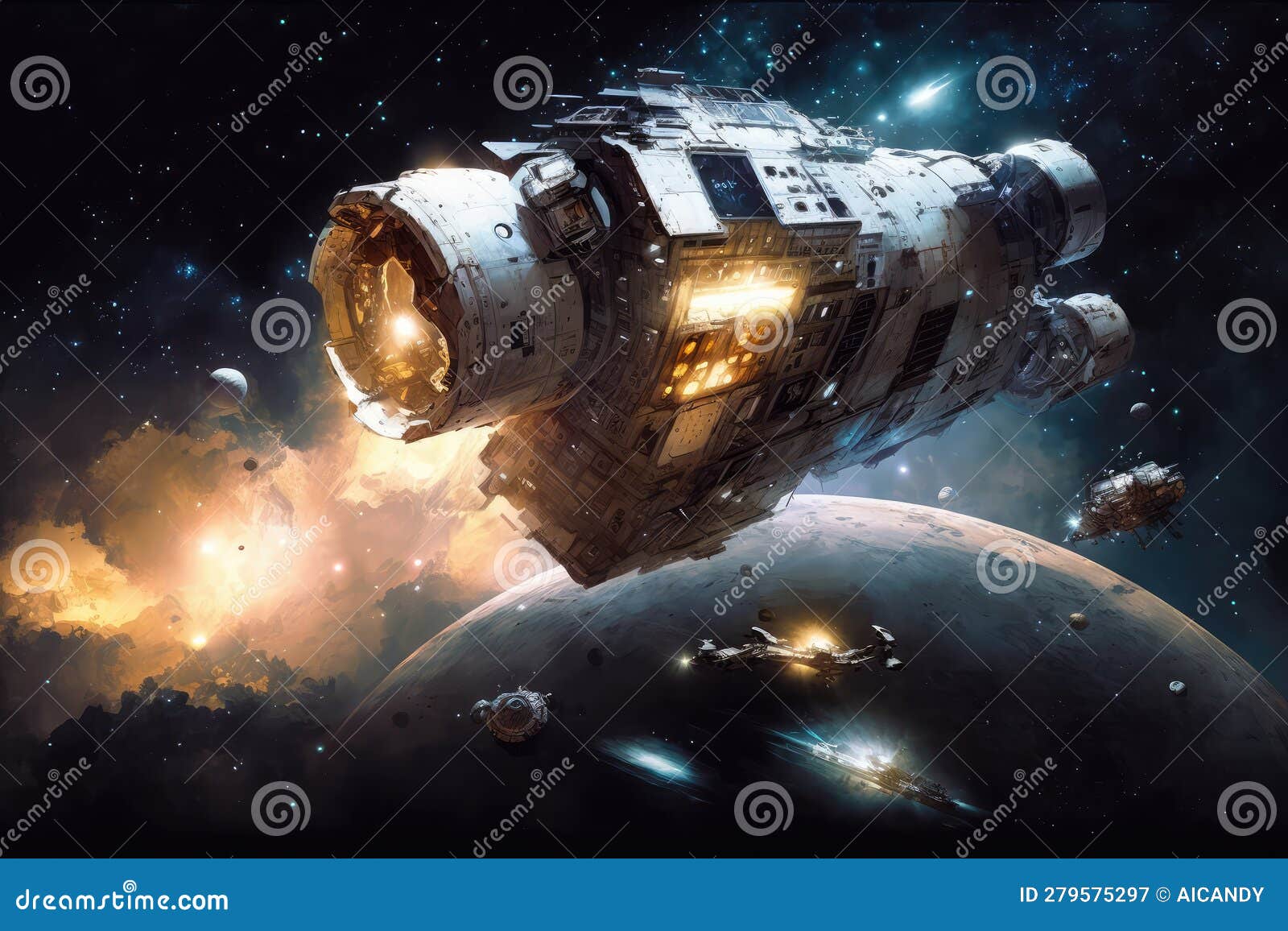 Interstellar Cargo Transport in a Distant Galaxy Stock Illustration ...