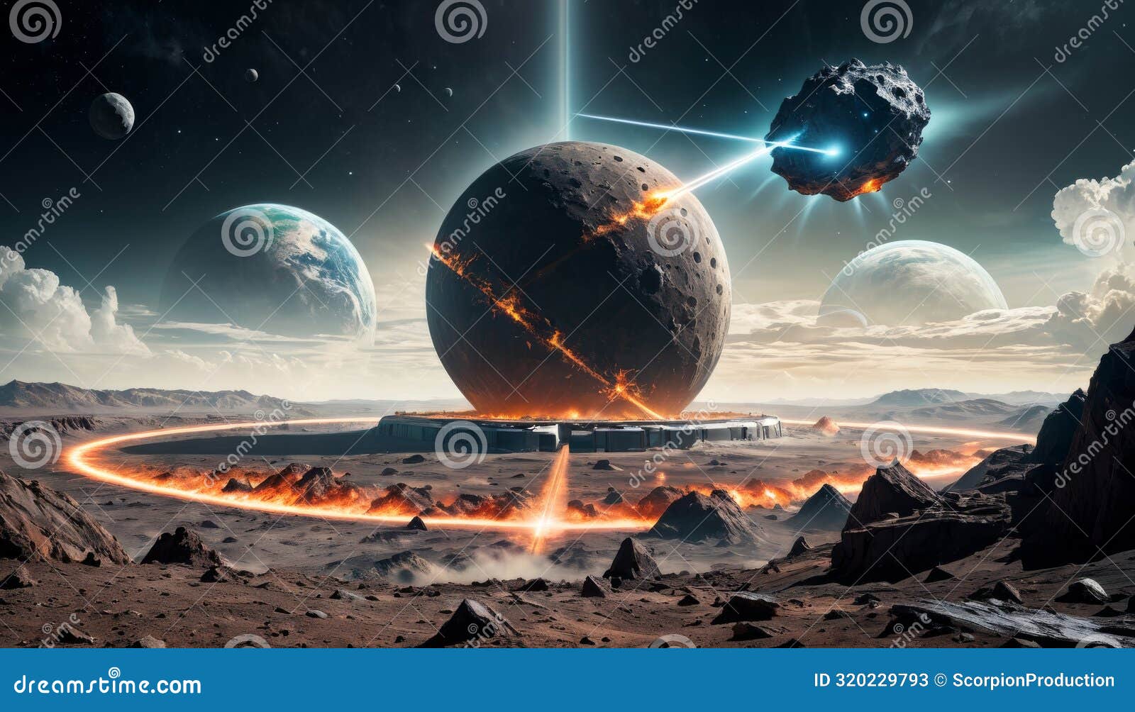 Interstellar Event Over Alien Desert World Stock Image - Image of ...