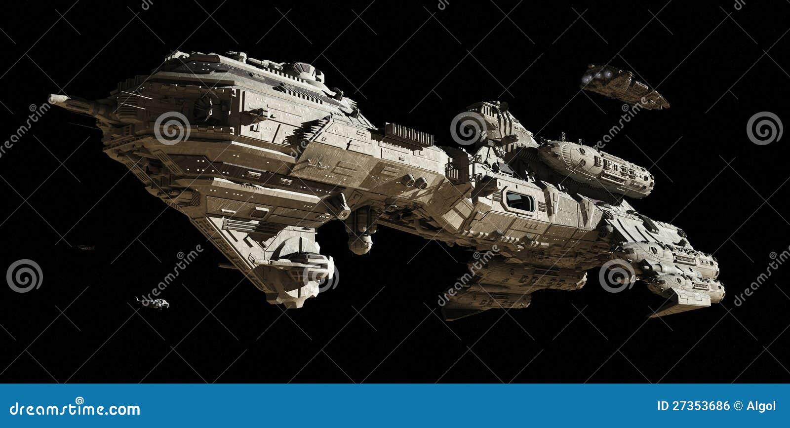 Interstellar Futuristic Escort Frigate Stock Illustration ...