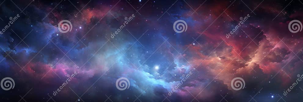 Interstellar Galactic Cloudscape with Vivid Colors and Starry Sky ...
