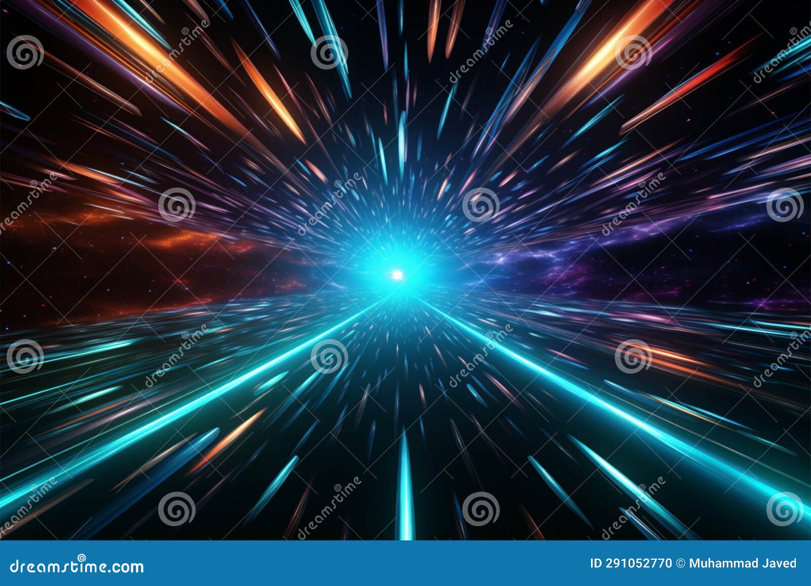 Interstellar Hyperjump 3D Rendering Showcases a Neon Lit Space Tunnel ...