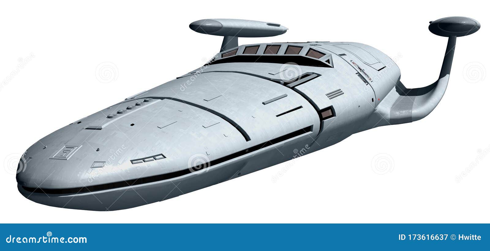 Interstellar Space Ship 3-d-Illustration White Background Stock ...