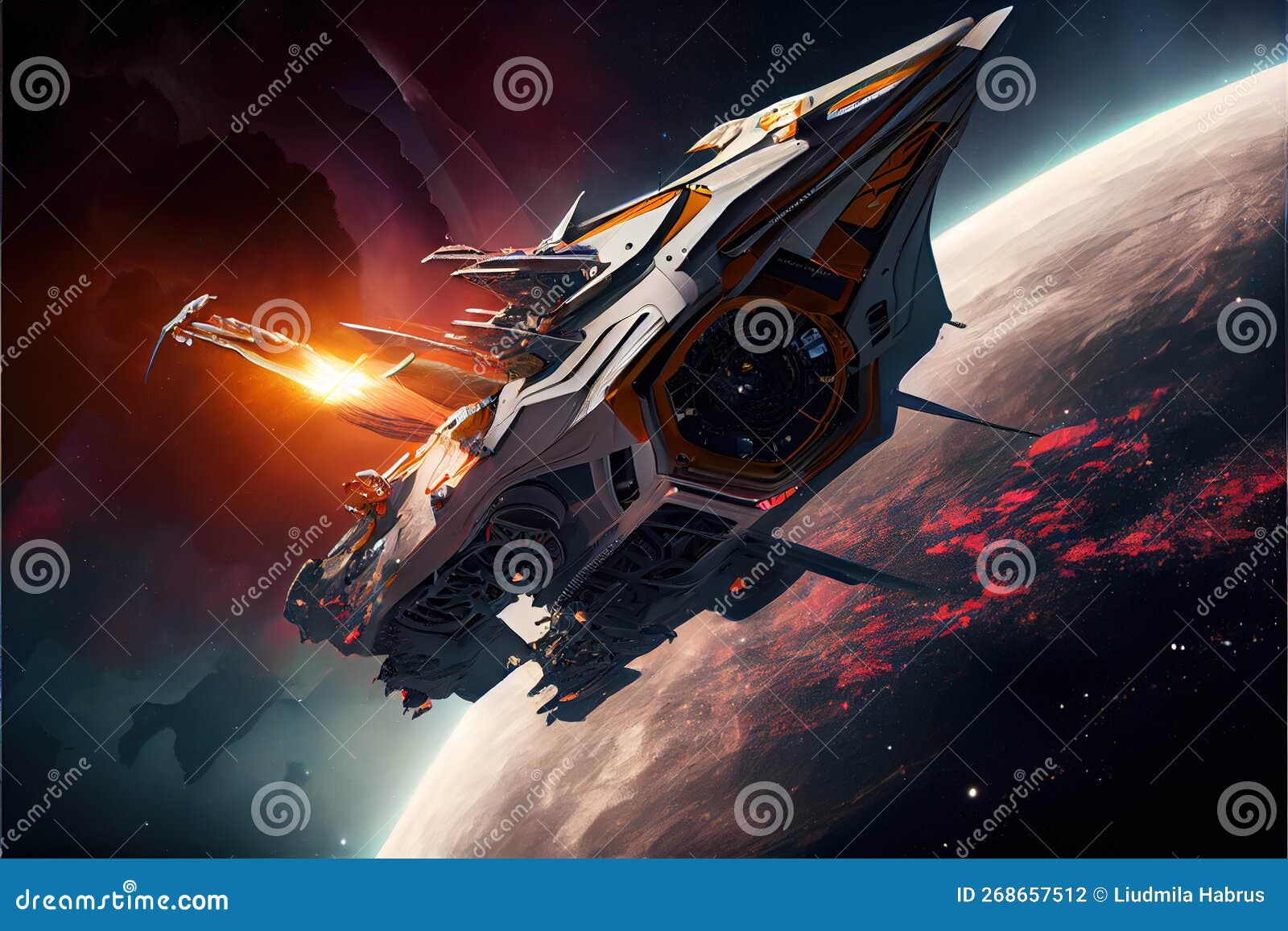 Interstellar Spacecraft in Outer Space. Generative AI Stock ...