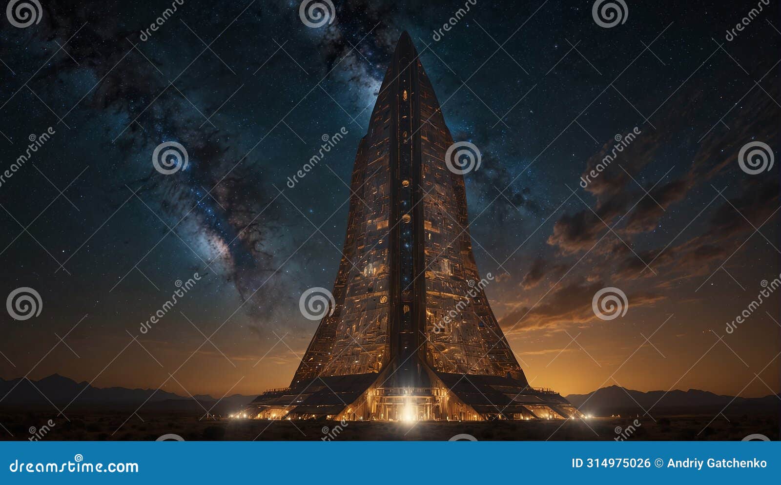 Interstellar Spaceship Ark of a Complex Design, Standing on the Ground ...