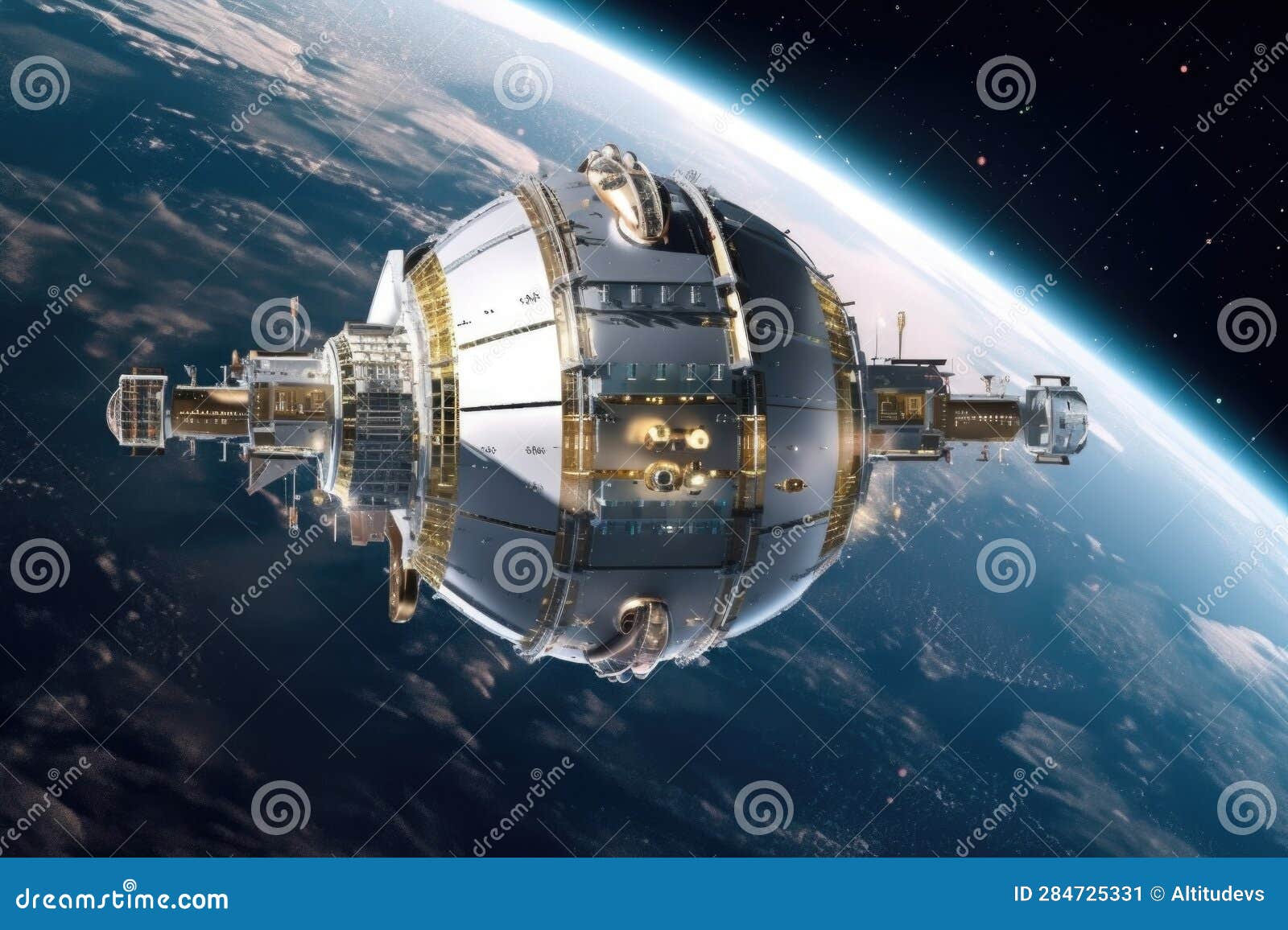 Interstellar Spaceship with Artificial Gravity Stock Illustration ...