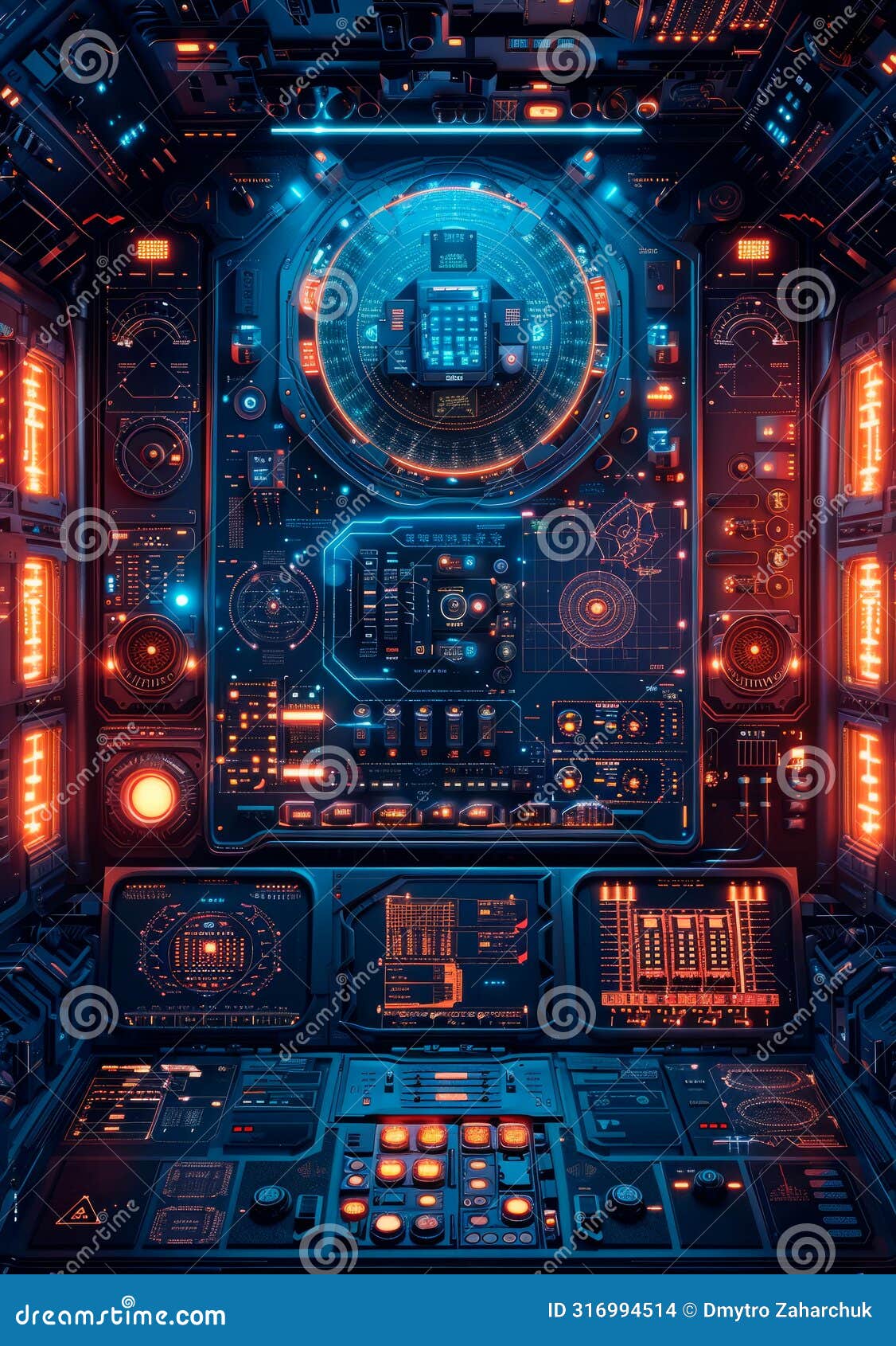 Interstellar Spaceship, Filled with Advanced Technology, Control Panels ...