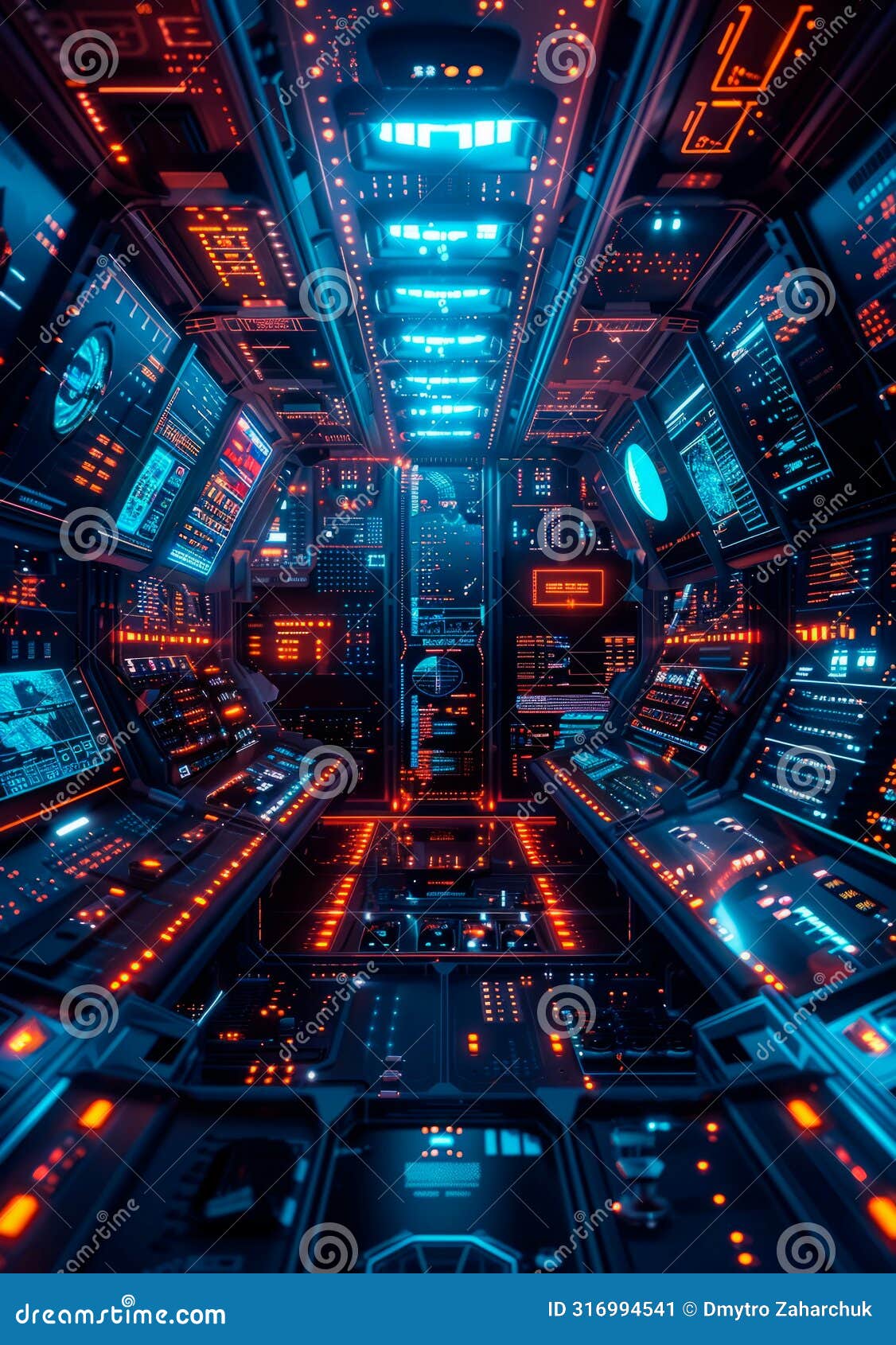 Interstellar Spaceship, Filled with Advanced Technology, Control Panels ...