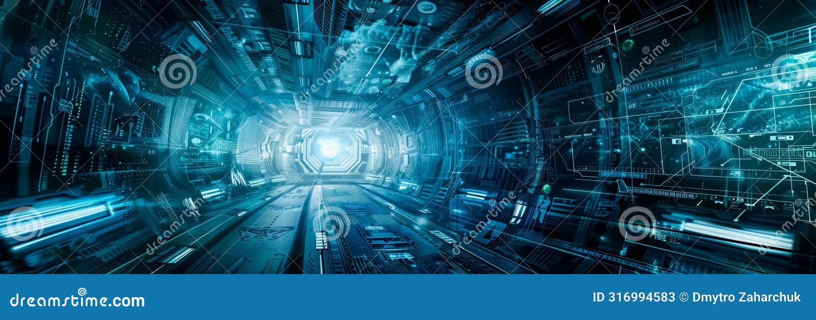 Interstellar Spaceship, Filled with Advanced Technology, Control Panels ...