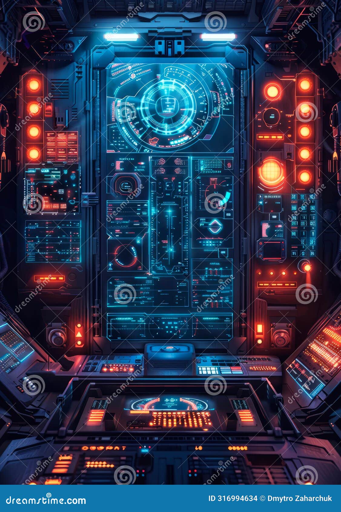 Interstellar Spaceship, Filled with Advanced Technology, Control Panels ...