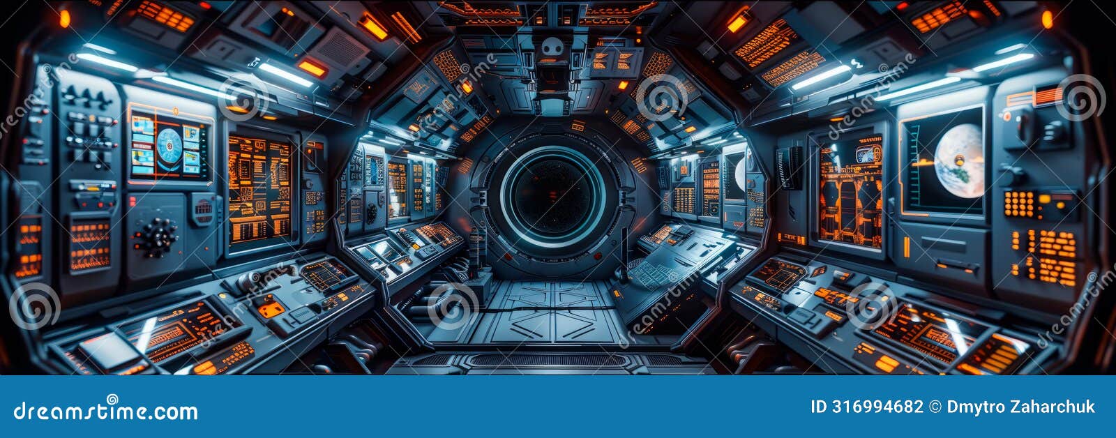 Interstellar Spaceship, Filled with Advanced Technology, Control Panels ...
