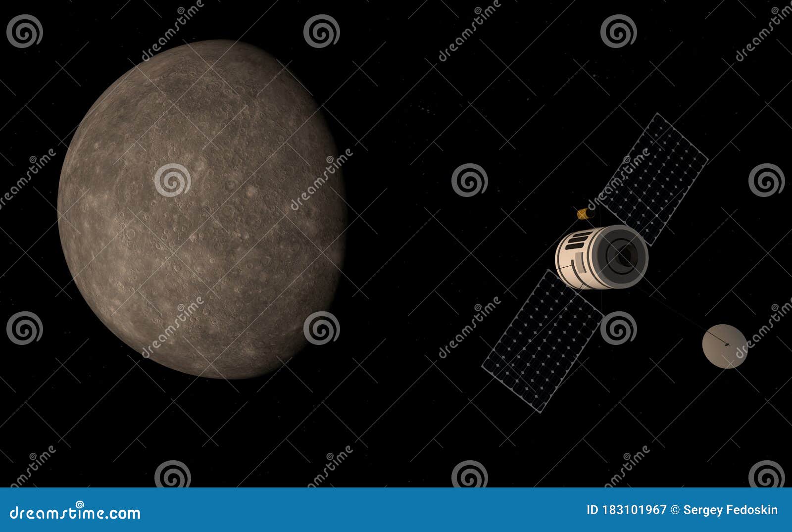 Interstellar Spaceship Flying To Unknown Planet in Outer Space. 3D ...