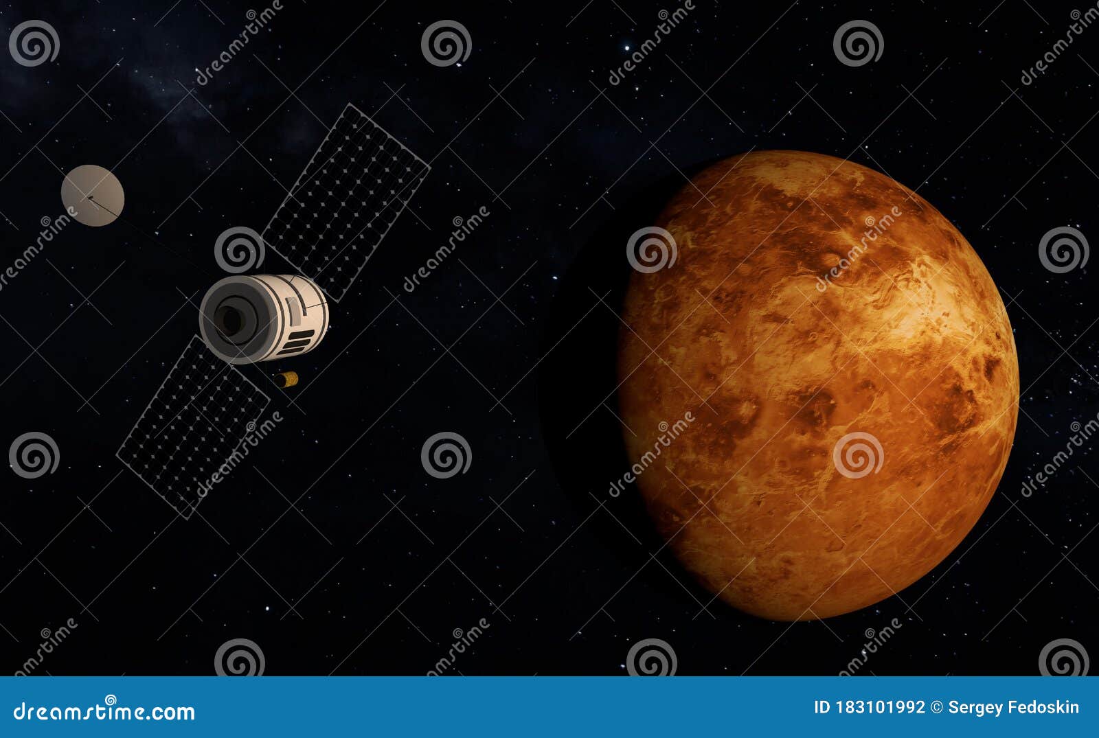 Interstellar Spaceship Flying To Unknown Planet in Outer Space. 3D ...