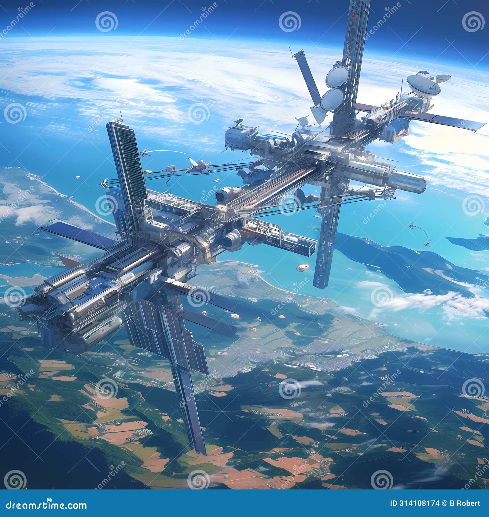 Interstellar Travel, Futuristic Space Elevator Stock Illustration ...