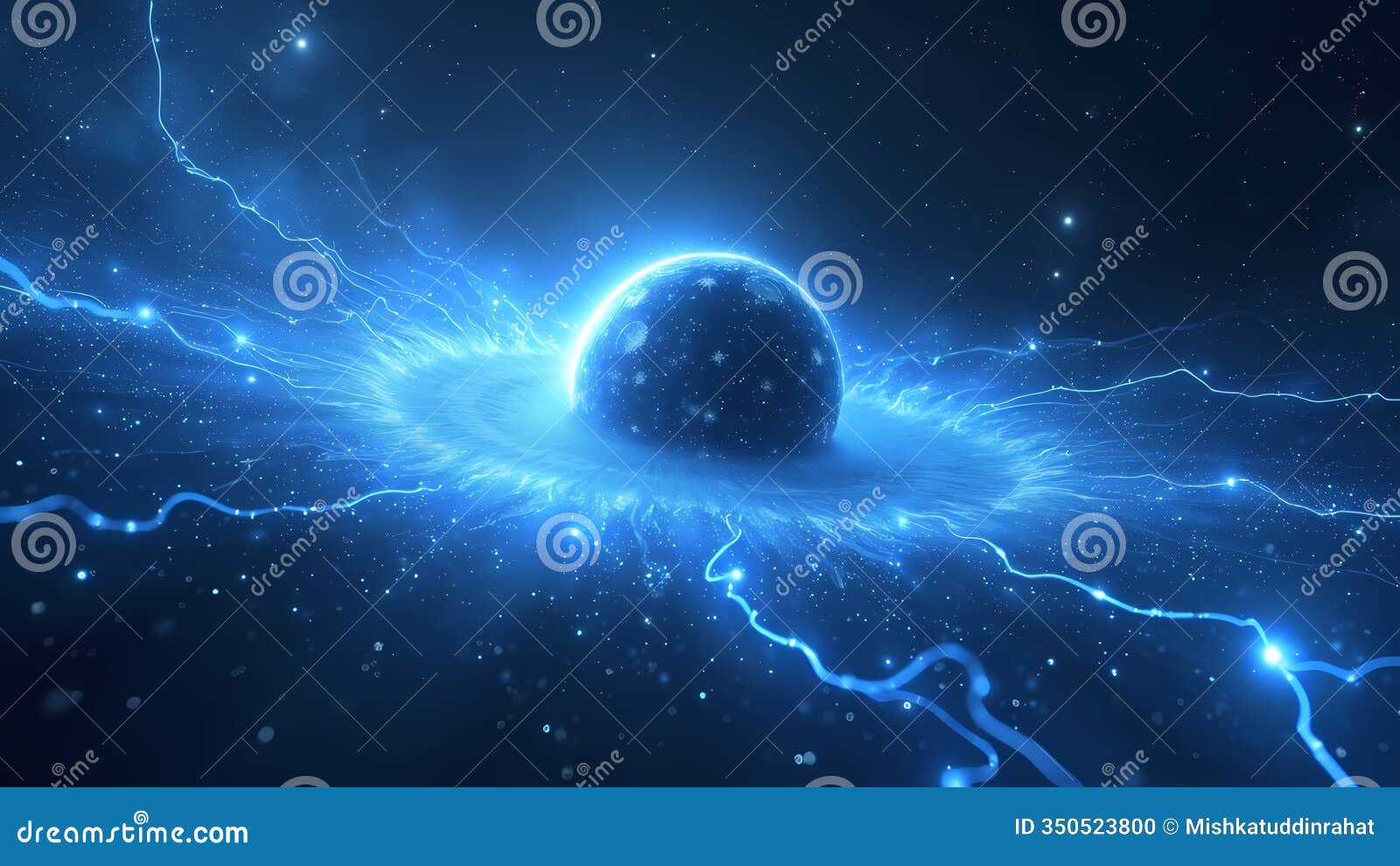 Interstellar View Bright Blue Energy Streams Flowing Around Celestial ...