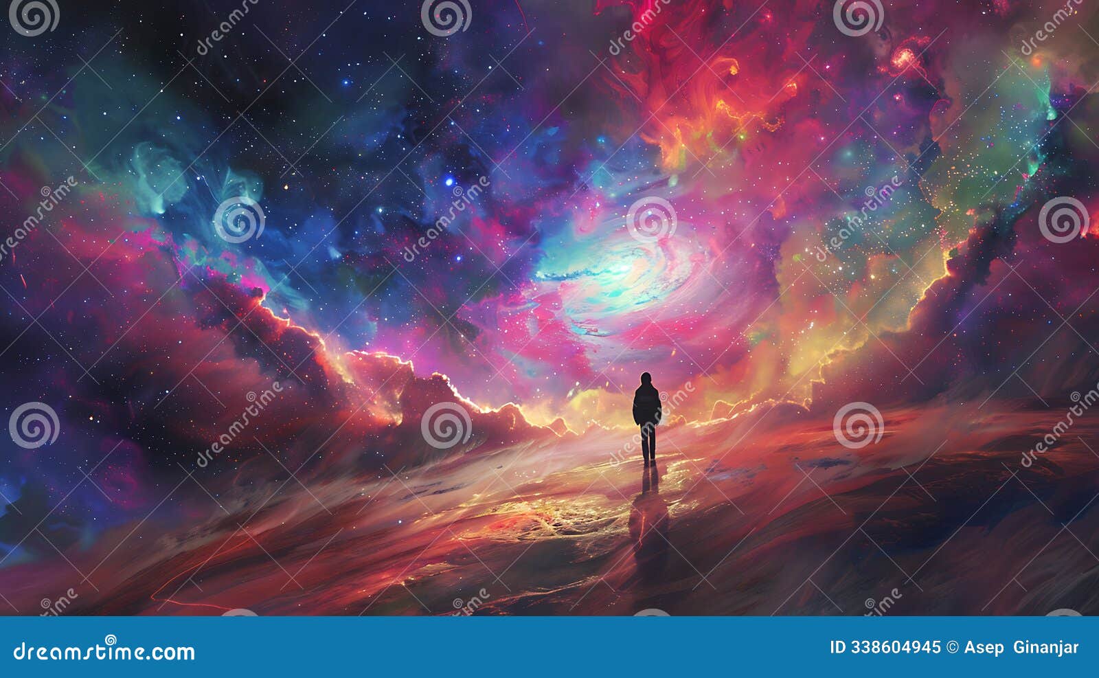 Interstellar Wanderer in a Colorful Void Stock Illustration ...