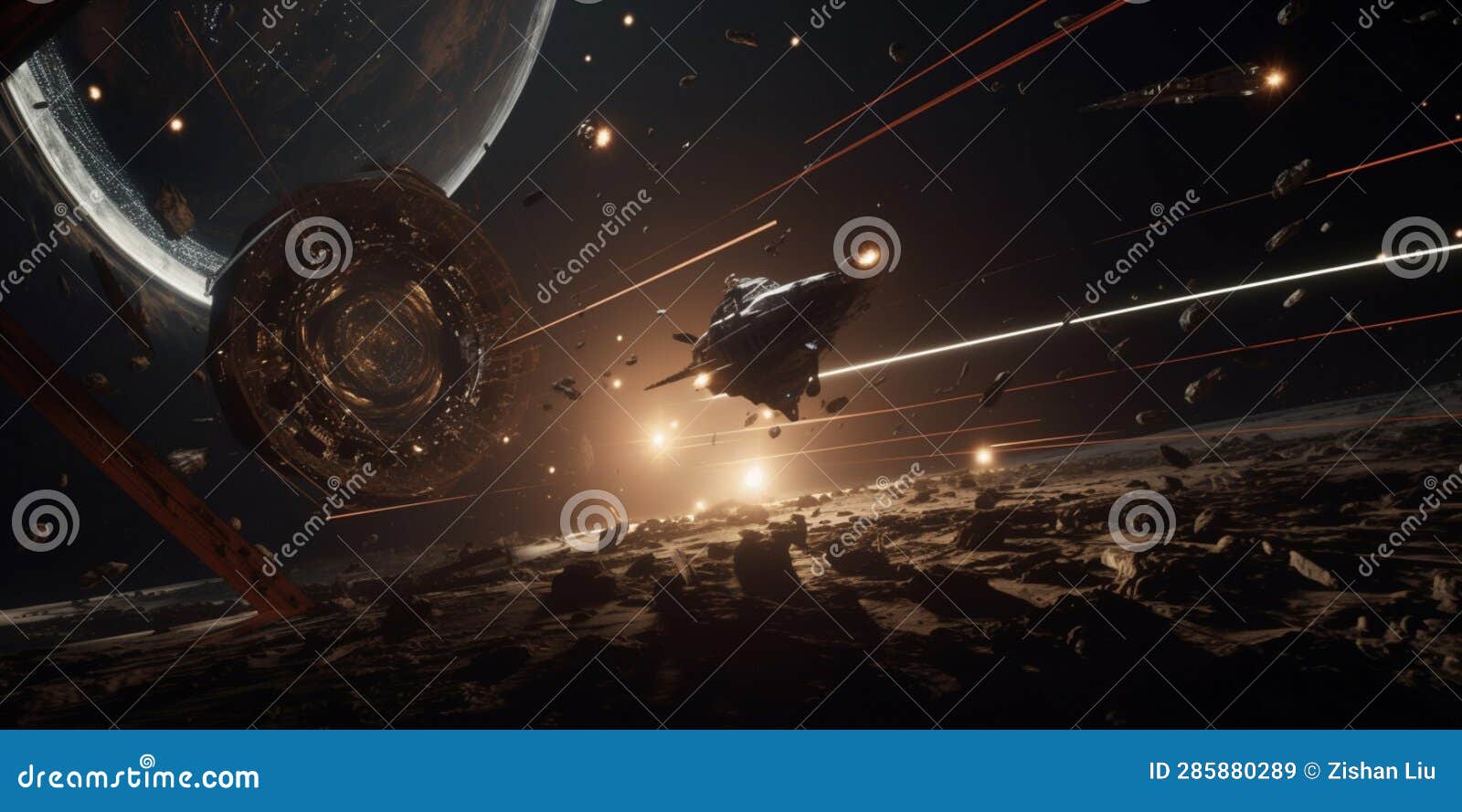 An Interstellar War Takes Place In An Alien Orbit Royalty-Free Stock ...