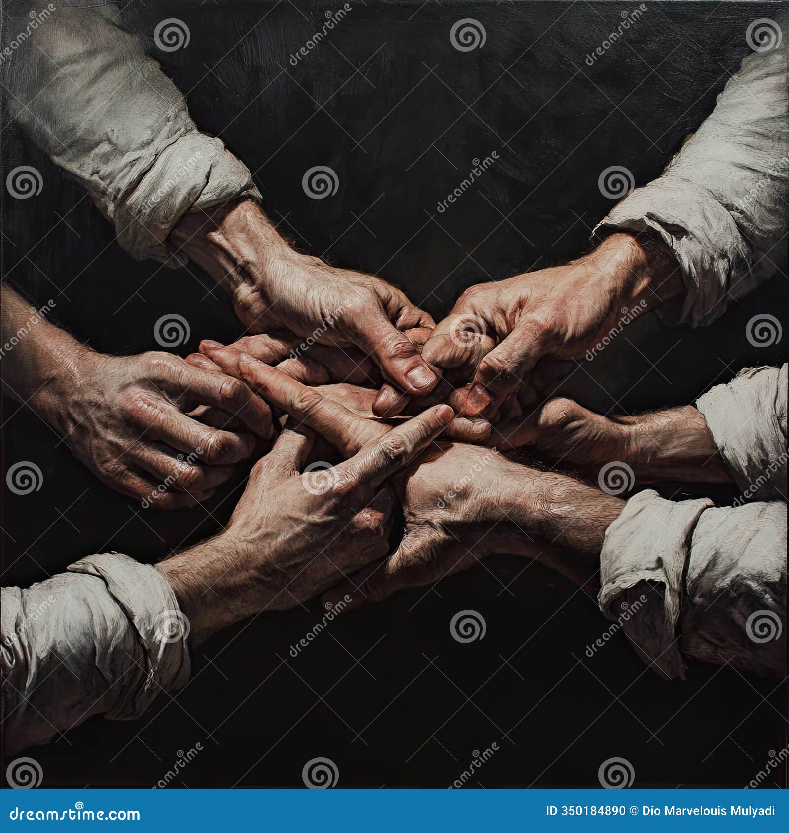 Intertwined Hands Painting, Unity, Teamwork, and Collaboration Concept ...