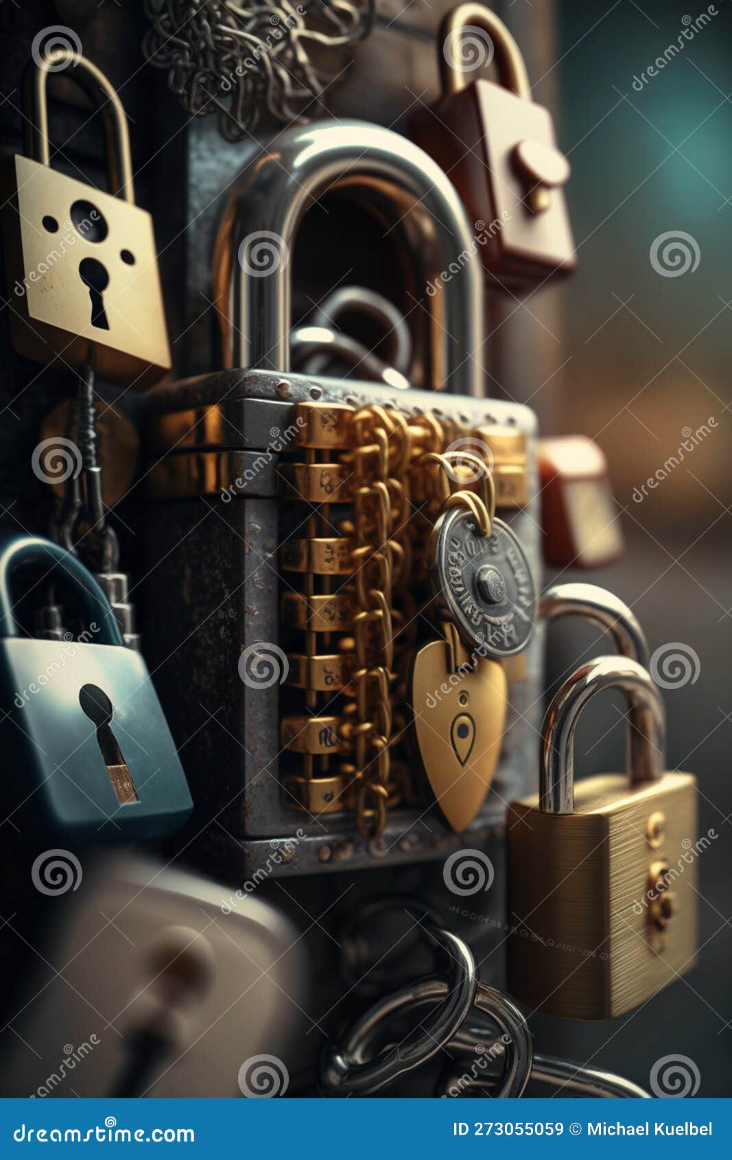 Intertwined Security Locks in Abstract 3D Rendering Stock Illustration ...