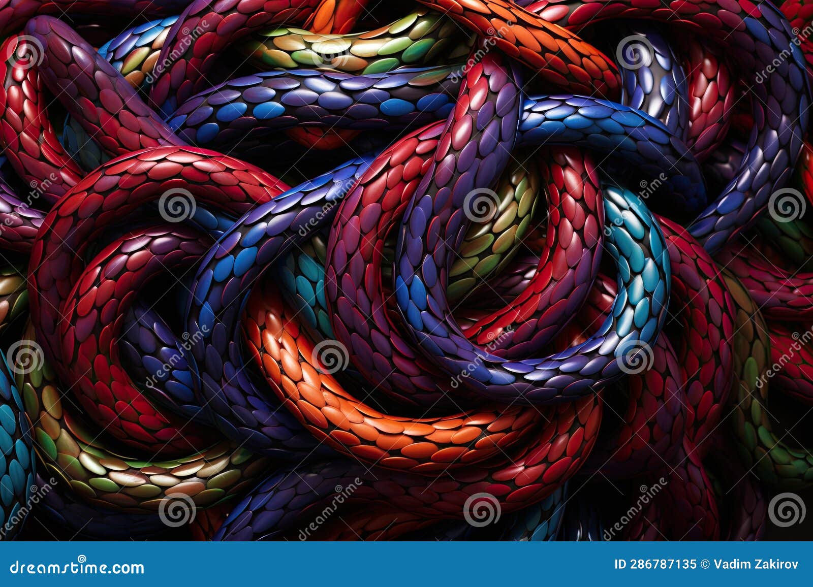 Intertwined, Tangle of Multi-coloured Snakes with Clear Scale Texture ...