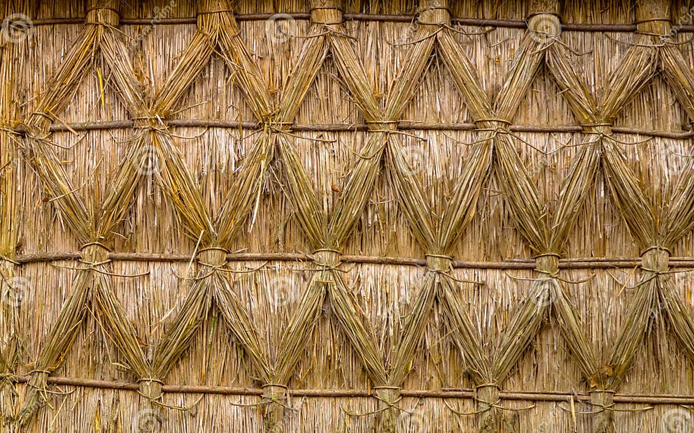 Intertwined Thatching of Reed on on a Cottage Stock Image - Image of ...
