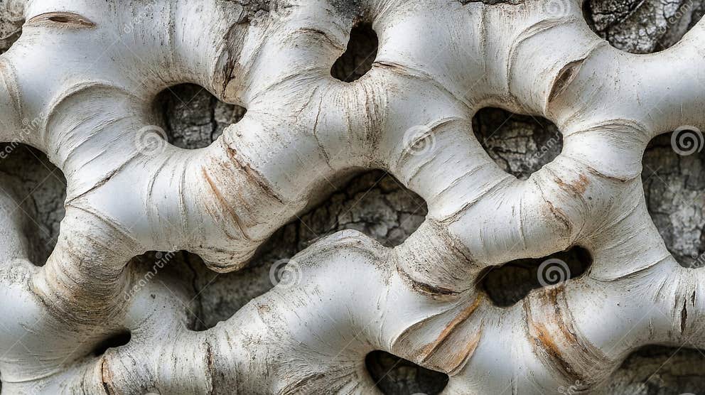 Intertwined Tree Bark with Circular Openings Stock Illustration ...