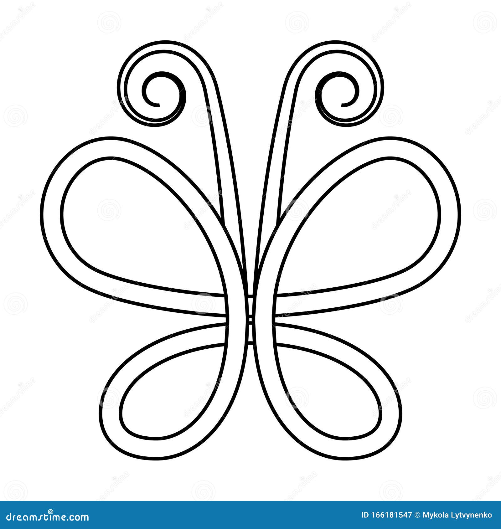 Intertwining Contours Graceful Butterfly, Vector Icon Symbol Concept of ...