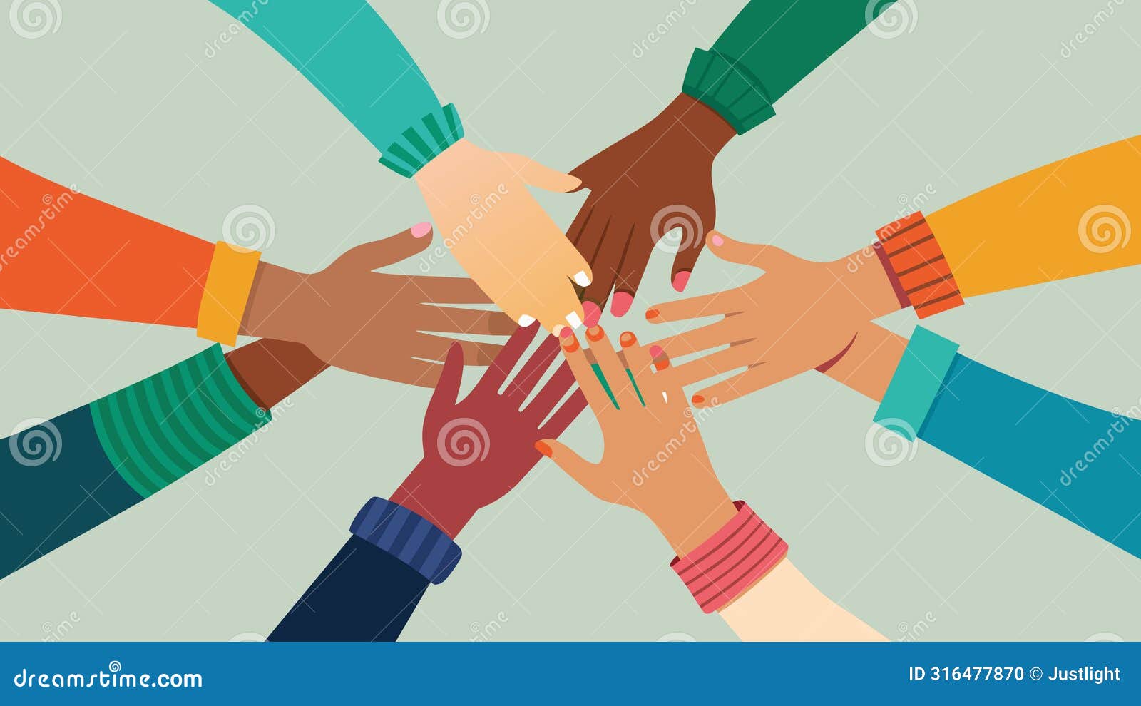 The Intertwining Hands of Different Races Genders and Ages Creating a ...