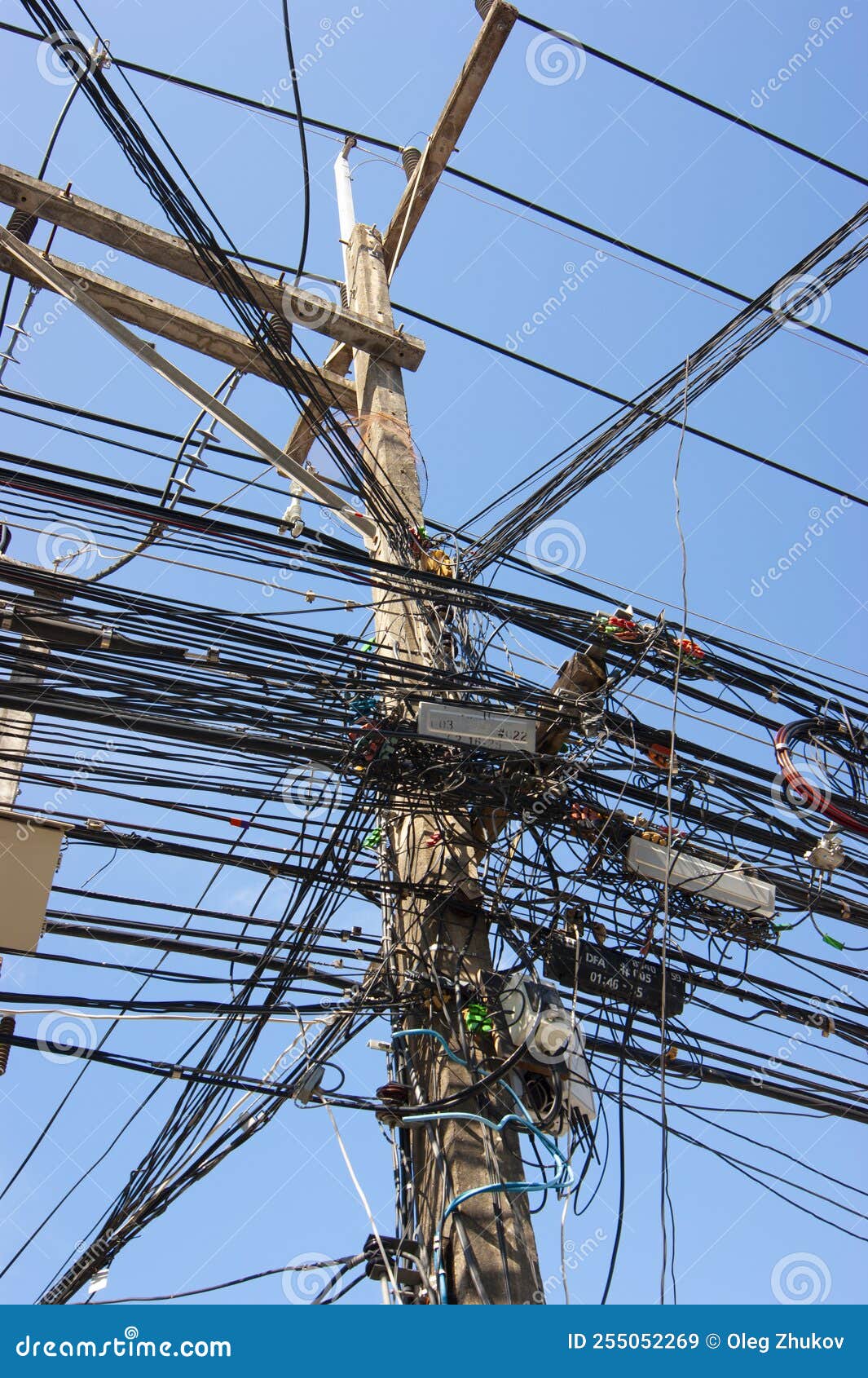 Intertwining Of Many Electrical Wires On Poles Royalty-Free Stock Image ...
