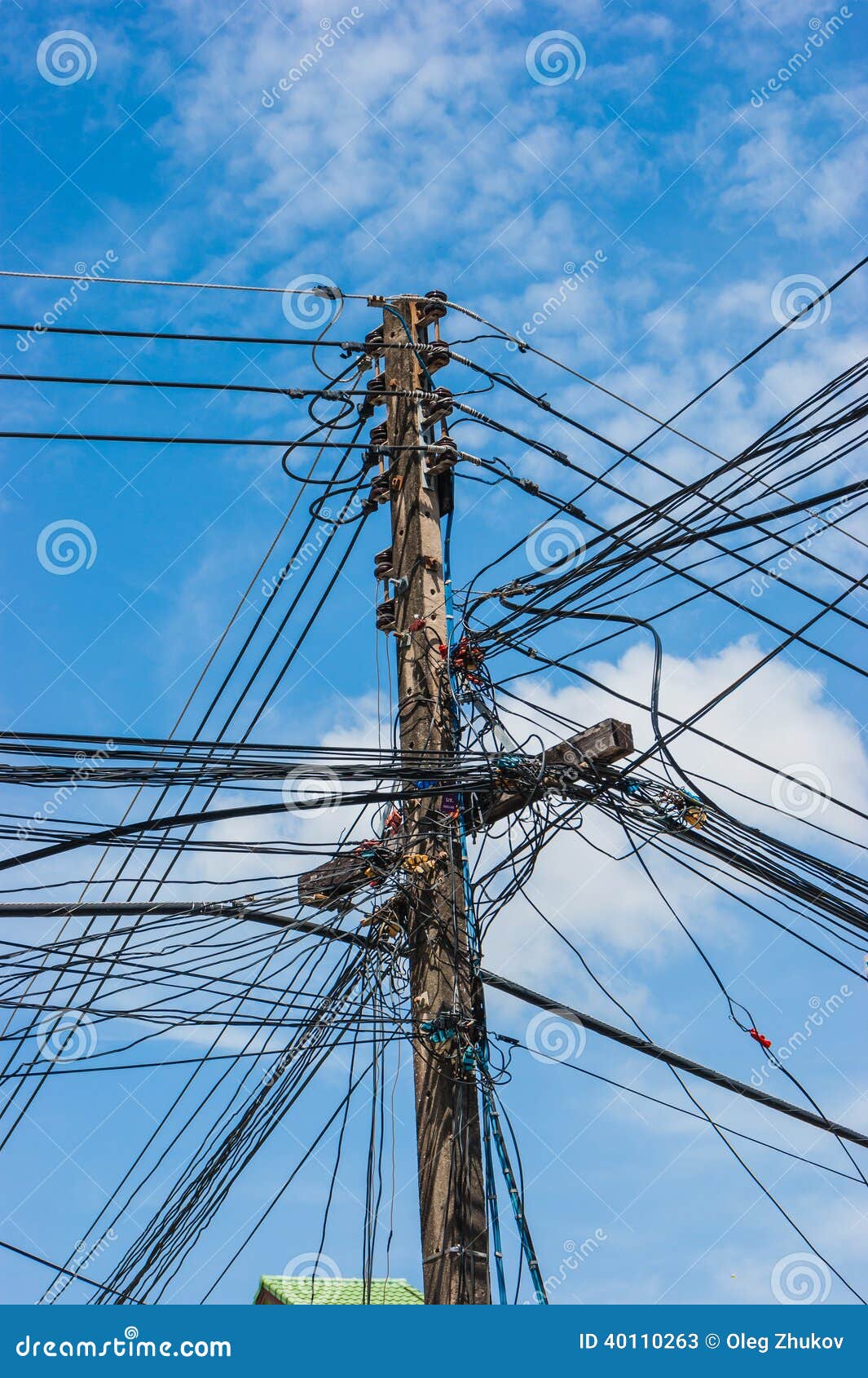 Intertwining Of Many Electrical Wires On Poles Royalty-Free Stock Image ...