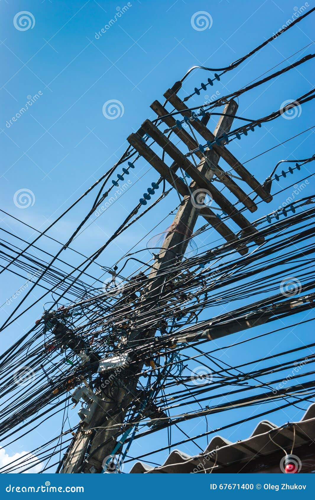 Intertwining Of Many Electrical Wires On Poles Royalty-Free Stock Image ...