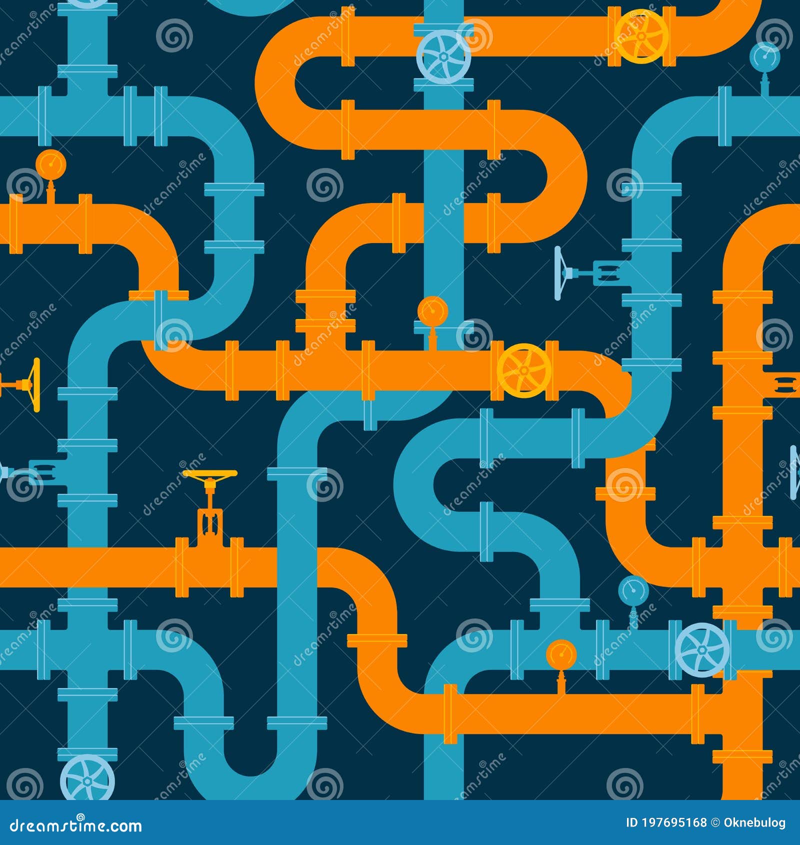 Intertwining Pipelines Vector Seamless Pattern in Flat Style Stock ...