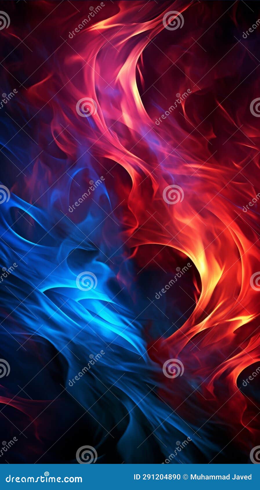 Intertwining Red and Blue Flames Mesmerize on a Dark Background Stock ...