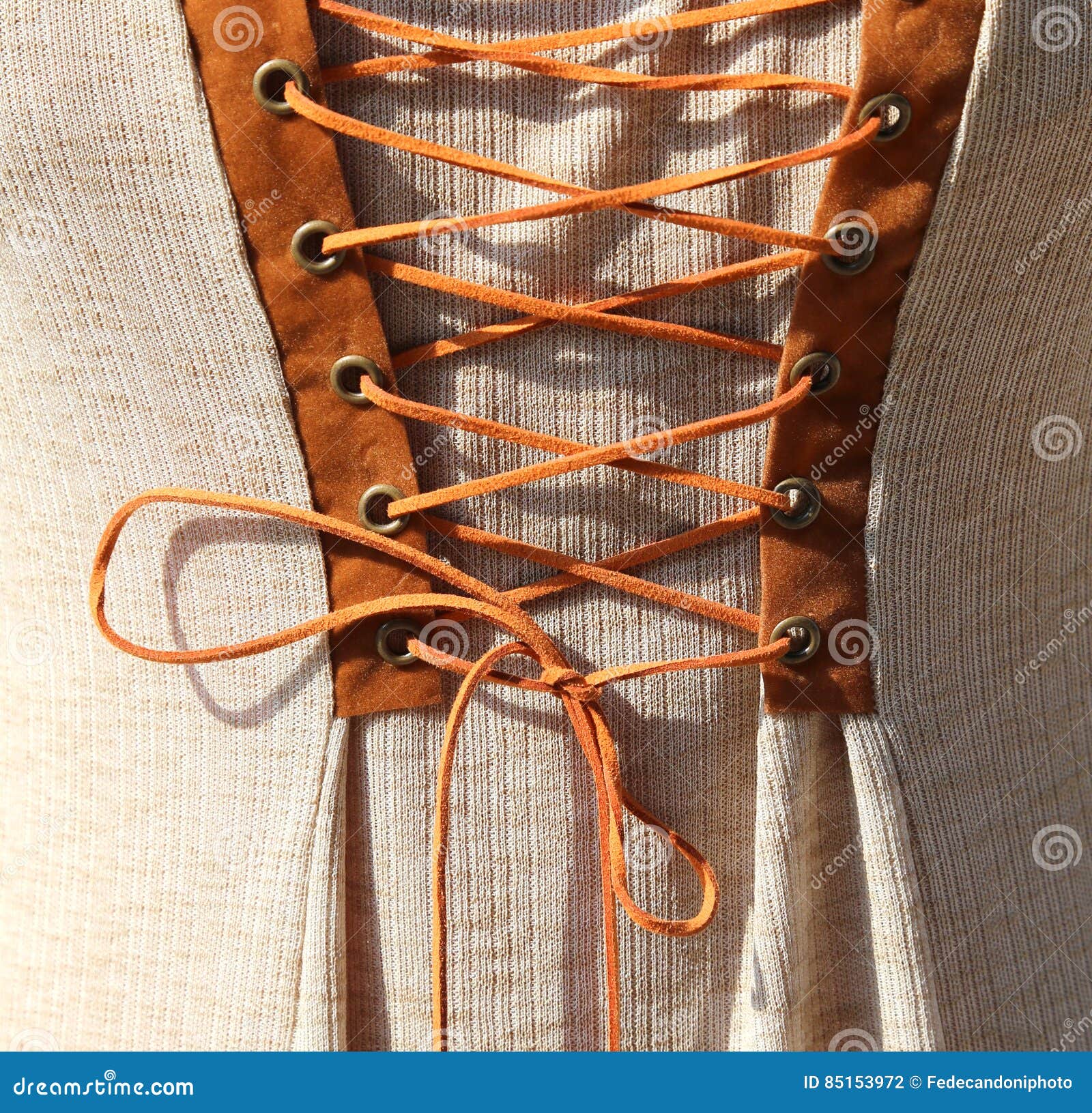 Intertwining with the String of an Ancient Medieval Dress in Cot Stock ...