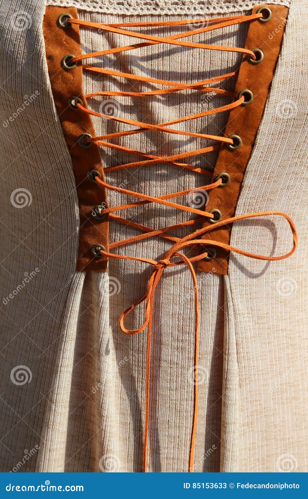 Intertwining with the String of an Ancient Medieval Dress in Cot Stock ...