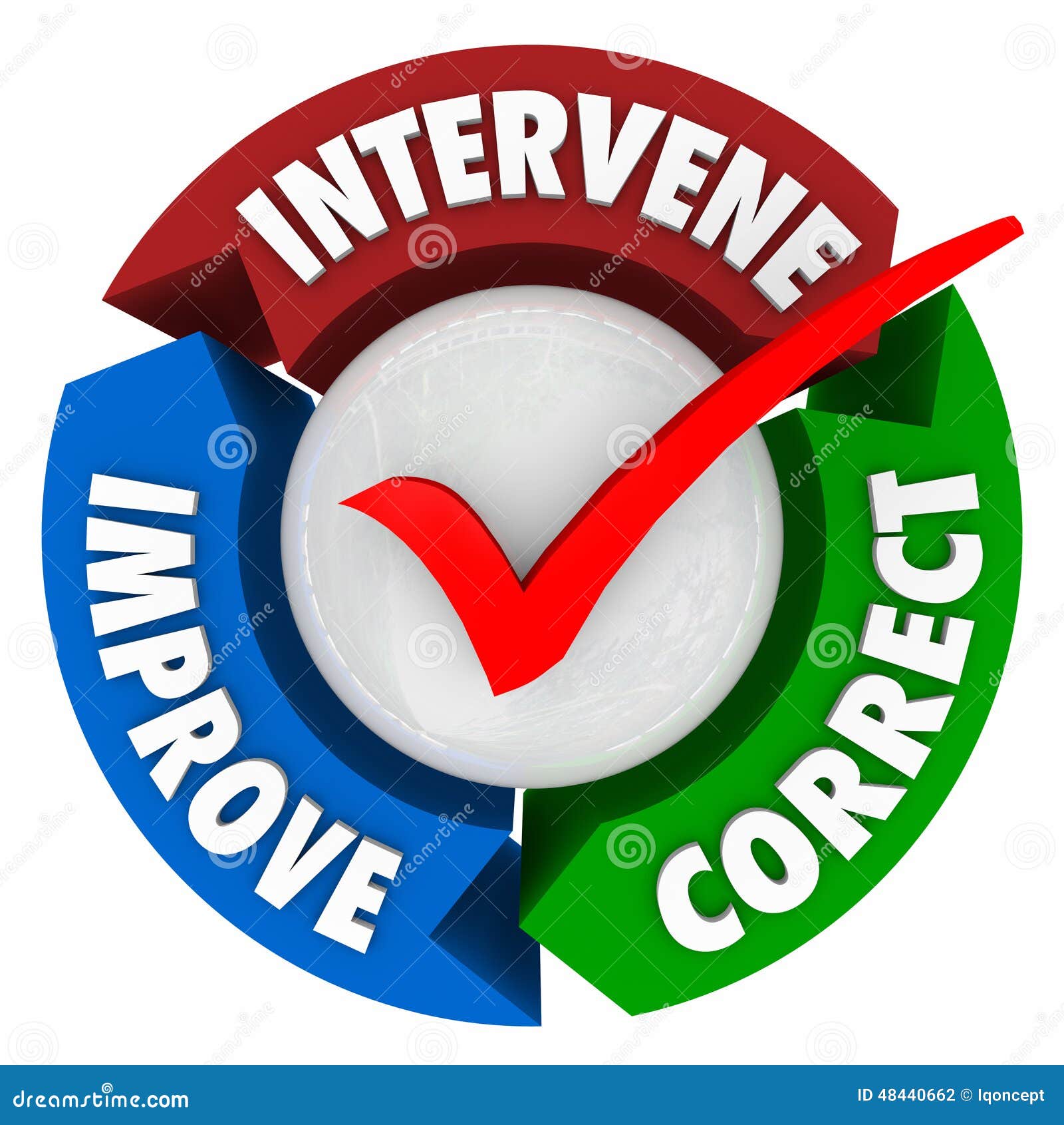 Intervene Correct Improve Words Check Mark Diagram Circle Stock ...